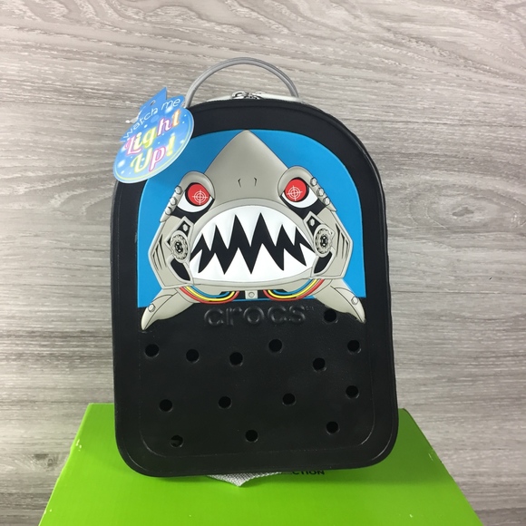 CROCS | Accessories | Crocs Black Robo Shark Light Up Backpack | Poshmark